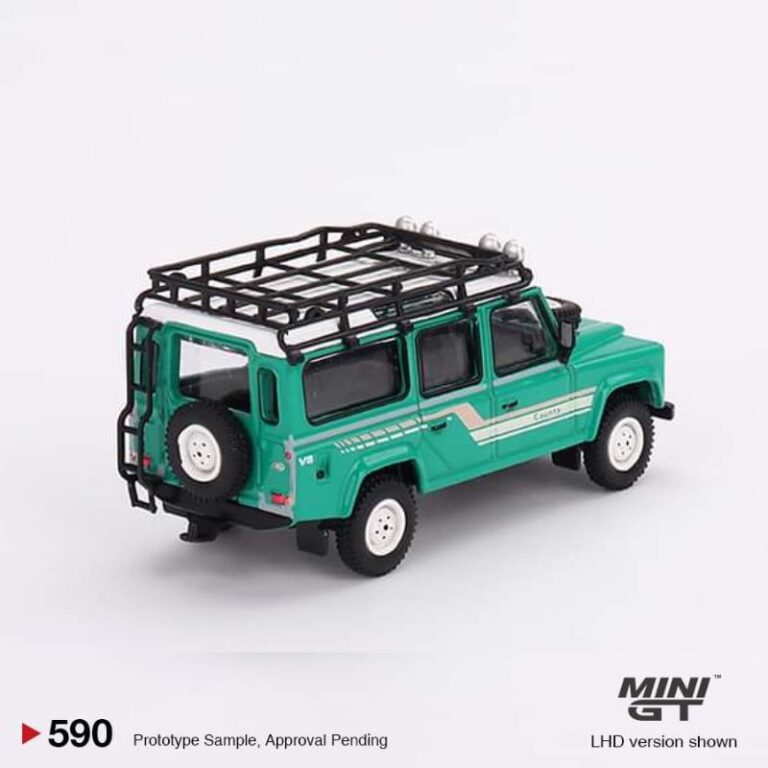 MINI GT Land Rover Defender 110 1985 County Station Wagon Trident Green ...