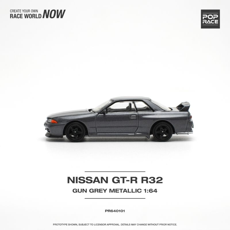 Pop Race Nissan GT-R R32 Gun Grey Metallic - MINIATURE TOY SHOP