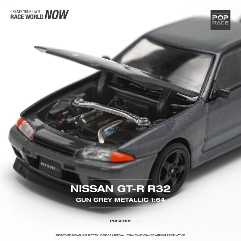 Pop Race Nissan GT-R R32 Gun Grey Metallic - MINIATURE TOY SHOP