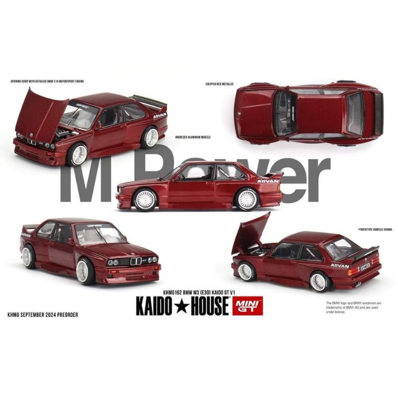 MINI GT BMW M3 (E30) Kaido GT V1 Maroon - MINIATURE TOY SHOP
