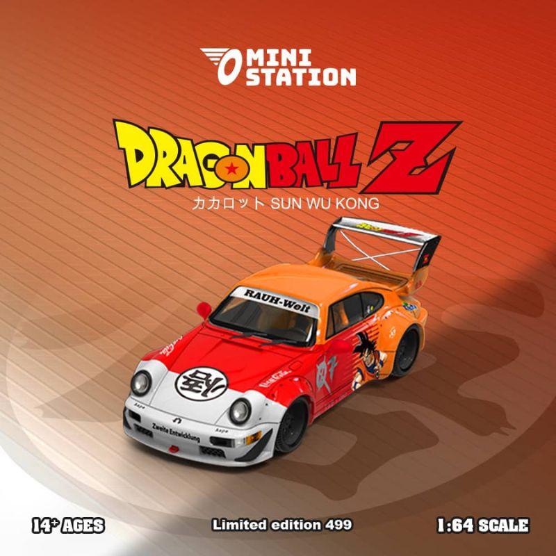 Mini Station RWB964 Widebody GT Wing White Orange - MINIATURE TOY SHOP