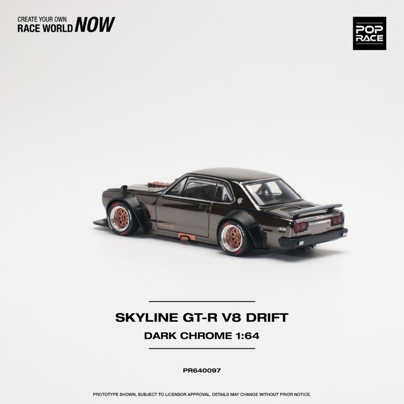 Pop Race Skyline GT-R V8 Drift Dark Chrome - MINIATURE TOY SHOP