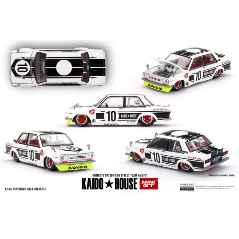 MINI GT Datsun 510 Street Team XMM V1 White Black - MINIATURE TOY SHOP